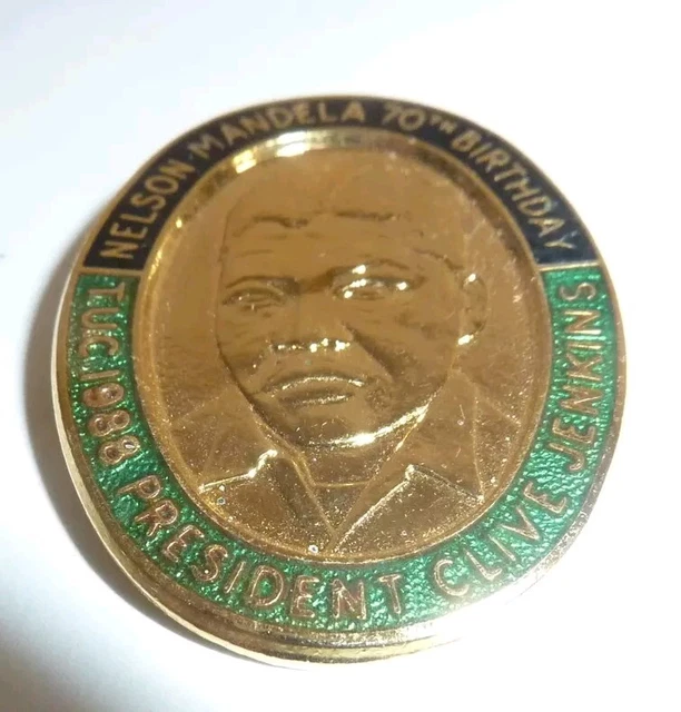VINTAGE 1988 NELSON Mandela 70th Birthday Badge TUC President Clive ...
