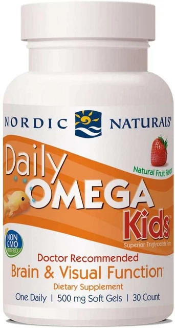 NORDIC NATURALS DAILY Omega Kids 500mg (Omega-3 Acids for Kids) 30 Soft ...