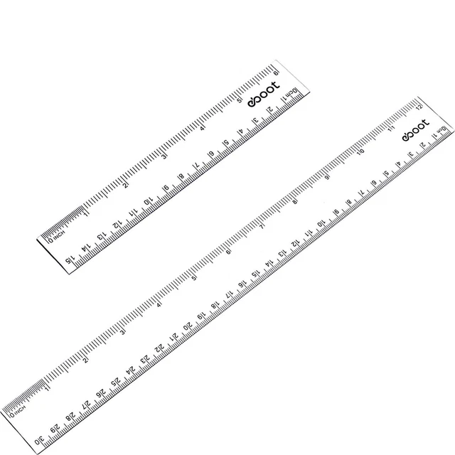 2 PACK PLASTIC Ruler Straight Ruler Plastic Measuring Tool for Student ...