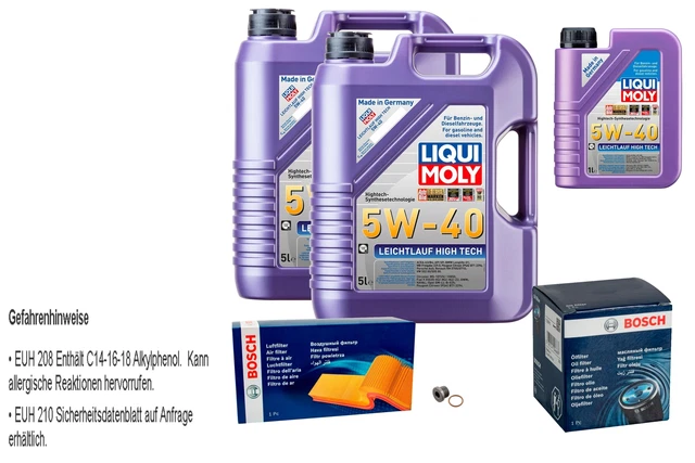 BOSCH INSPECTION SET 11 LIQUI MOLY Bon Fonctionnement High Tech 5W-40 ...