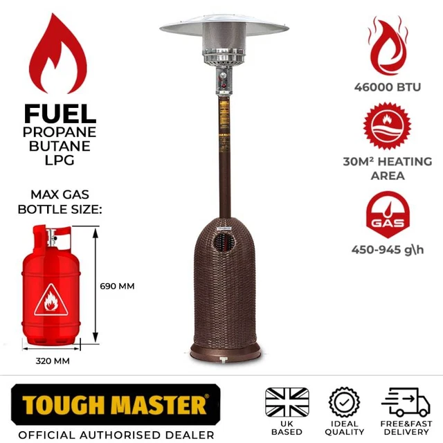 TOUGH MASTER 46000 BTU Patio Propane Butane LPG Gas Outdoor Heater with ...