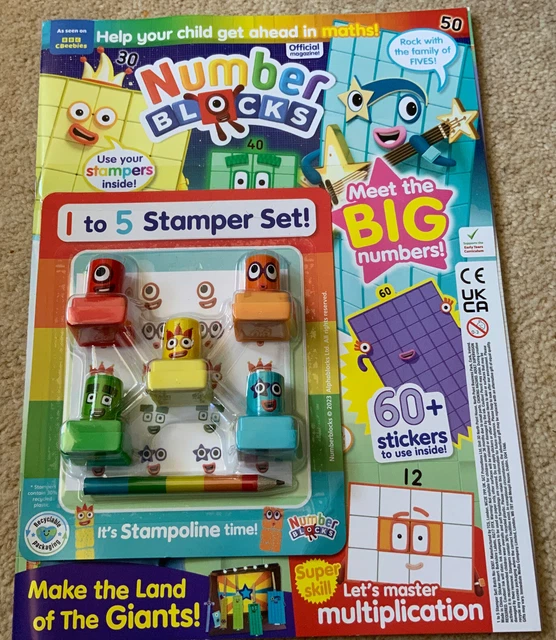 NUMBER BLOCKS MAGAZINE #24 2023 Counting Puzzles Stickers + 1-5 Stamper ...