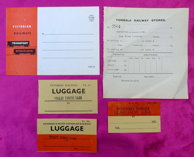 VICTORIAN & SOUTH Australian Railways, Yongala Railway Stores Ephemera ...