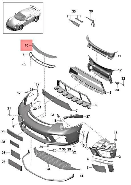 NEW PORSCHE 991 Boxster Cayman Gt3 Gt4 Gt4 Rs Spyder Grill Upper ...