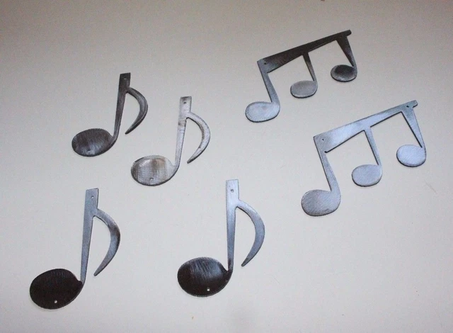 MUSIC NOTES SET 6 piece Metal Wall Art Polished Steel - size varies $37 ...