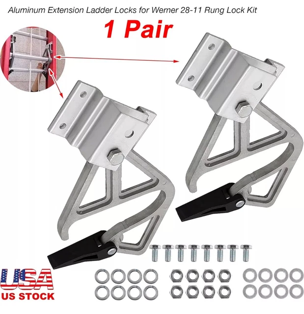 PAIR EXTENSION LADDER Locks Rung Ladder Lock Kit Telescoping Ladder ...