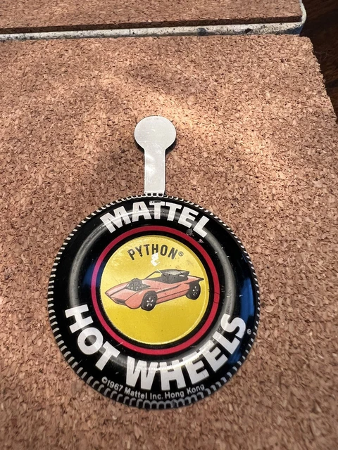VINTAGE 1967 MATTEL Hot Wheels Python Red Line Metal Button Badge Pin ...