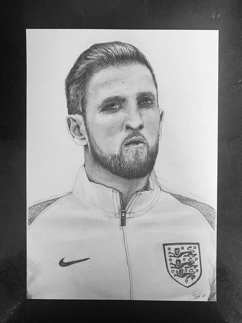 HARRY KANE ENGLAND QATAR 2022 Spurs Fan Art A4 Original Drawing Picture ...