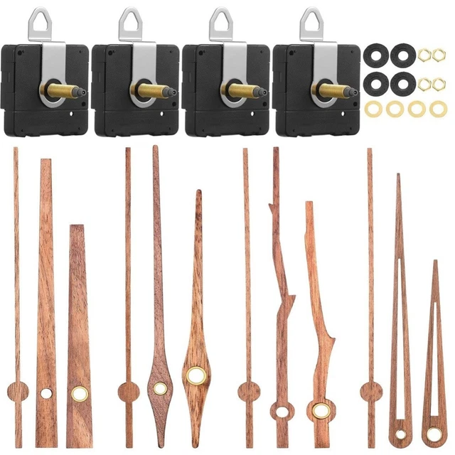 QUARTZ CLOCK MECHANISM Kit with Four Types of Walnut Wood Hands for ...