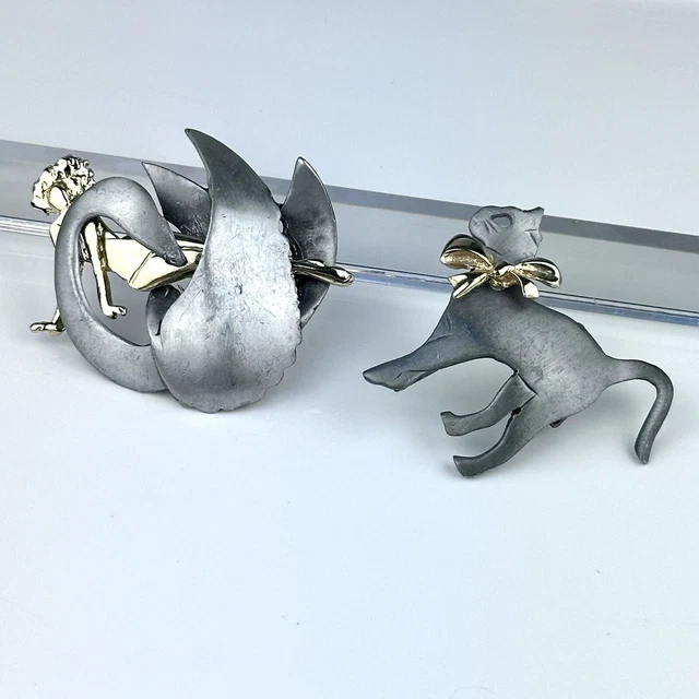 VINTAGE ULTRA CRAFT Leda And The Swan Cat 2 Piece Brooch Lot £71.41 ...