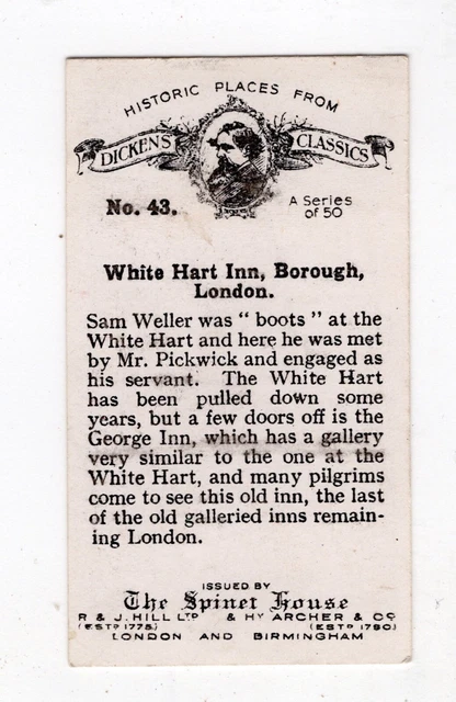 CHARLES DICKENS CARD. White Hart Inn, Borough, London $2.99 - PicClick AU