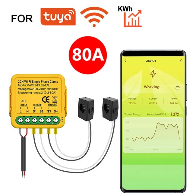 2 WAY WIFI with Tuya Smart Energy Meter Easy Power Usage Monitoring $46 ...