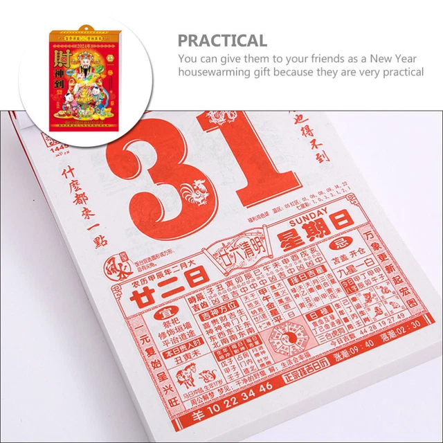 YEAR DRAGON CALENDAR Lunar Chinese Tearable Calendars 2024 Rip Hanging ...