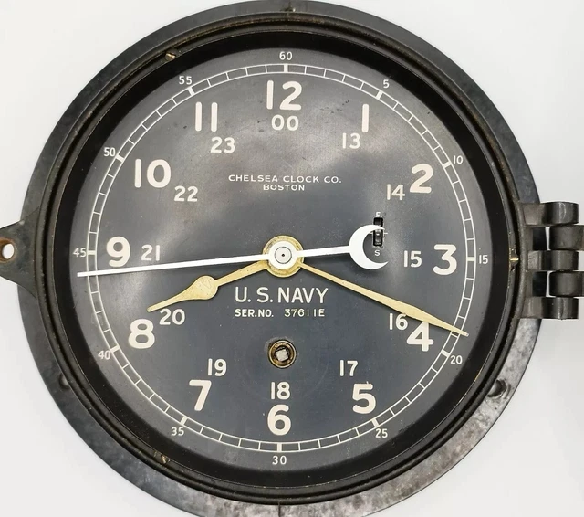 U.S. NAVY MARINE Bakelite Chelsea Clock Boston 1942 Working WWII ...