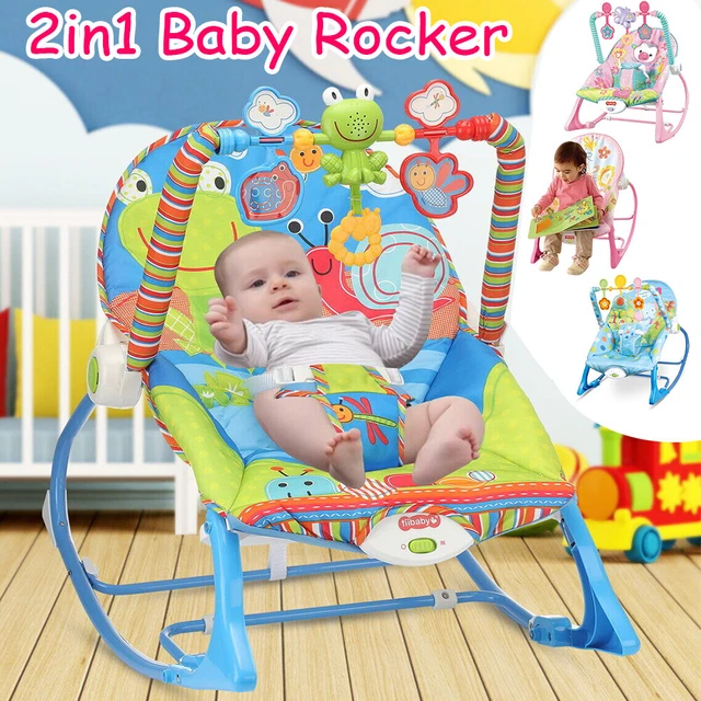 BABY BOUNCER ROCKER Swing Vibration Chair Soft Soothing Music Infant To ...