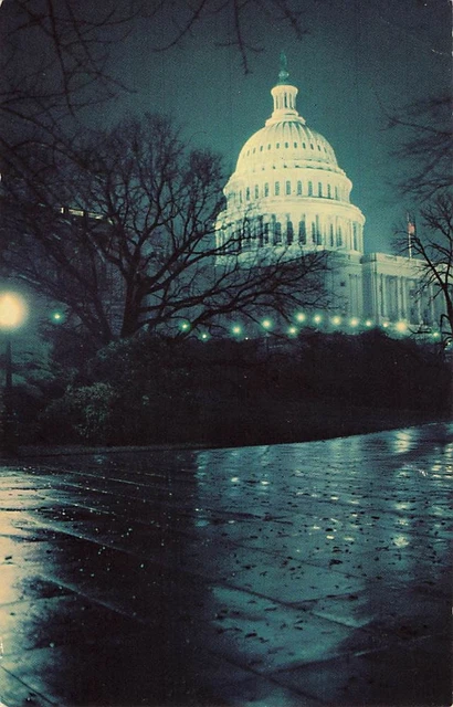 POSTCARD WASHINGTON DC: United States Capitol Building Rainy Night ...