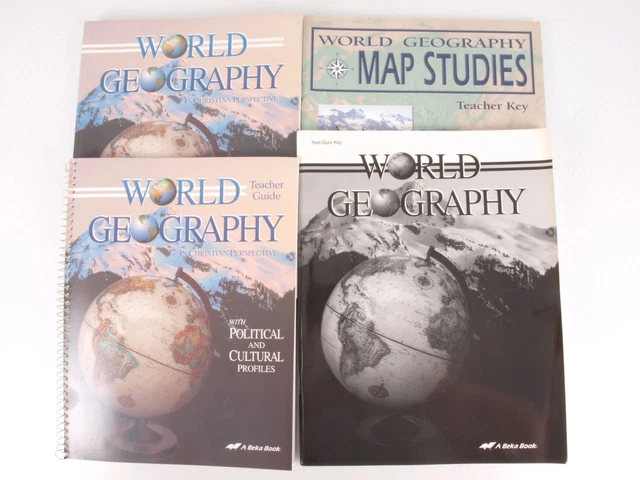 ABEKA WORLD GEOGRAPHY Student Text Teacher Guide Map Test Quiz Key 1st ...