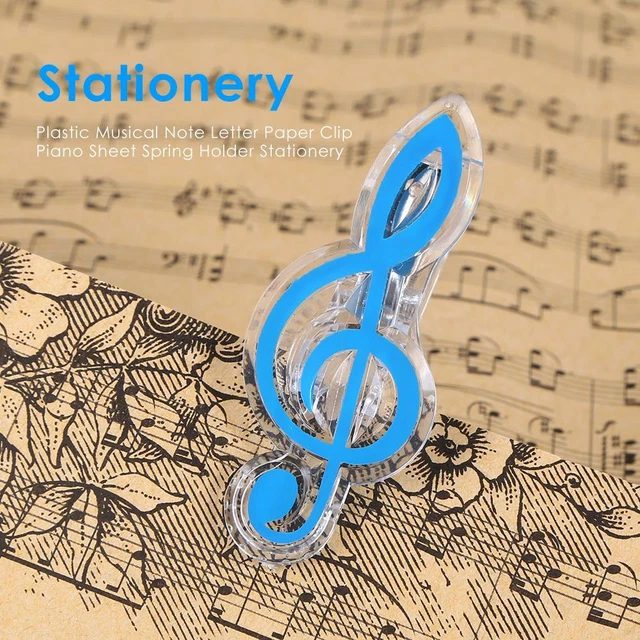 PLASTIC MUSICAL NOTE Letter Paper Clip Piano Sheet Holder (Blue) EUR 6 ...