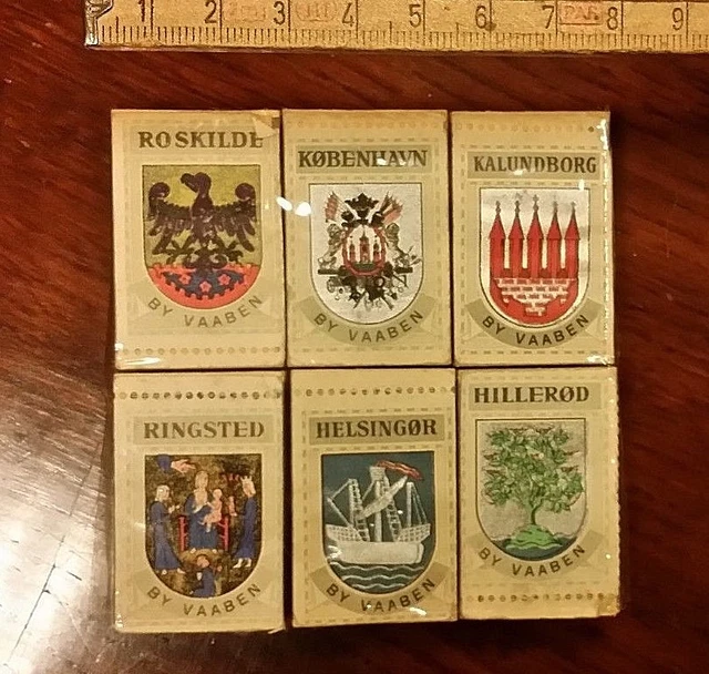 VINTAGE MATCHES BOX Fiammiferi Mix Citta' Danimarca Danish By Vaaben 03 ...