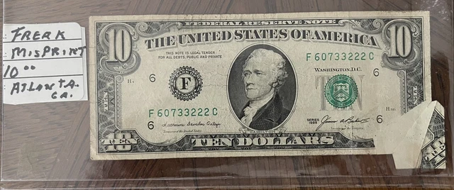 MISPRINT ERROR US Currency Ten Dollar Bill 1985 £20.47 - PicClick UK