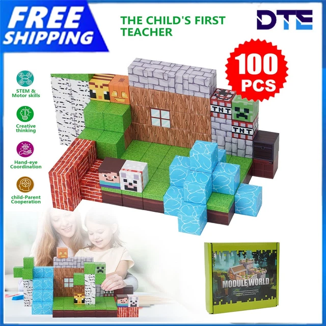 100PCS MINECRAFT MAGNETIC Blocks World Set, STEM Kids Toys, Montessori ...