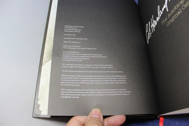 COLONEL HARLAND SANDERS Autobiography Original Chef Cookbook Kentucky ...