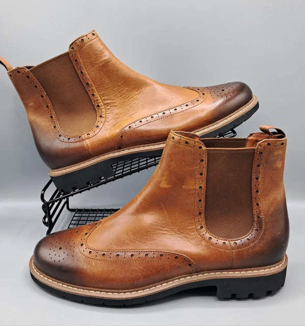 CLARKS SIZE 8G uk-Batcombe top-Dark Tan Brown leather -Brogue/Chelsea ...