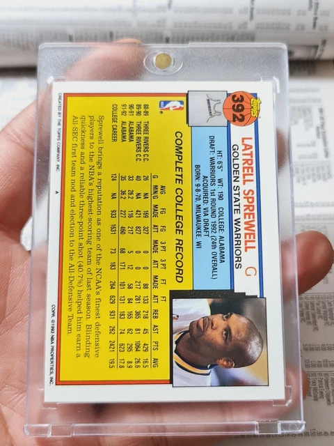 LATRELL SPREWELL 1992-93 Topps #392 RC Golden State Warriors (e) $1.85 ...