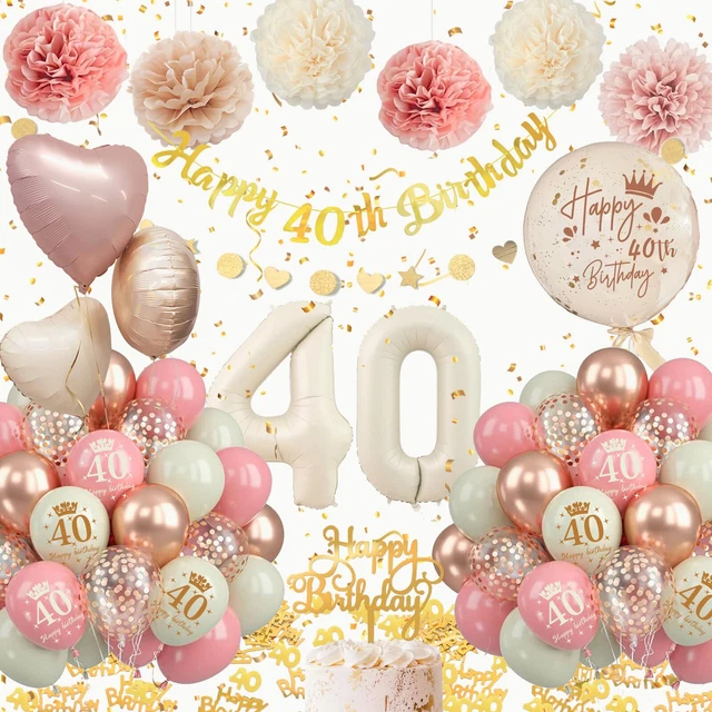DECORATION ANNIVERSAIRE 40 Ans Femmes Ballon Anniversaire 40 Ans Or ...