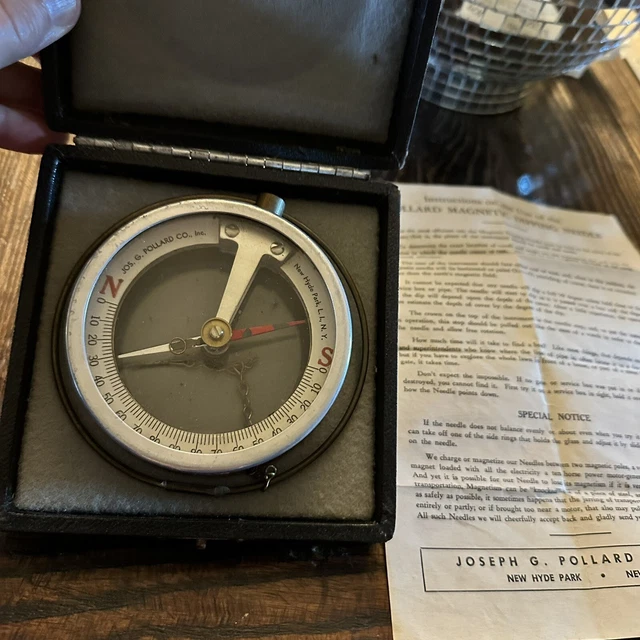 VINTAGE POLLARD CO Magnetic Dipping Needle Compass/Miner's Compass ...