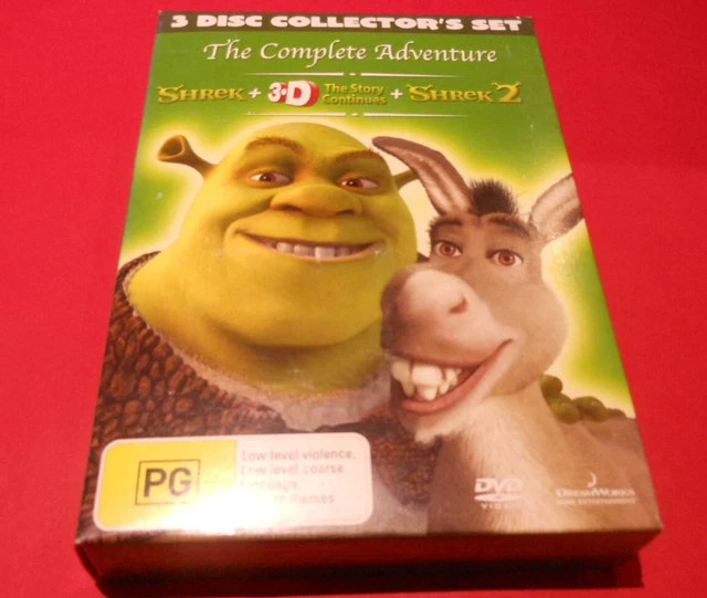 THE COMPLETE ADVENTURE Shrek + 3D The Story Continues + Shrek 2 DVD ...