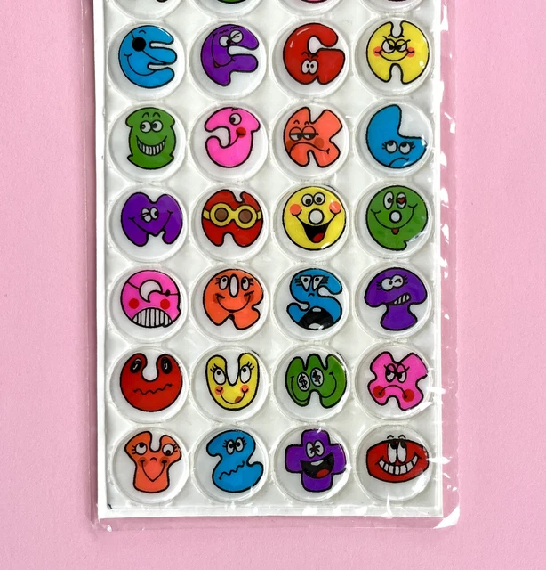 VINTAGE STICKERS PUFFY Happy ABC Letters Smile Alphabet Nice New Sealed ...