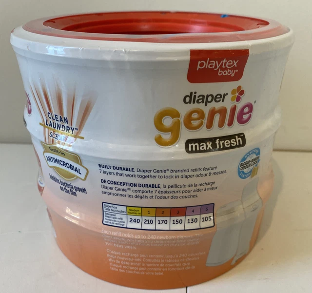 PLAYTEX BABY DIAPER Genie 3 Refills Max Fresh Holds Up To 720 Total ...