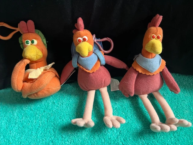 3 CHICKEN RUN - 2 Rocky & Ginger Backpack & Vibrating Keyring Plush Toy ...
