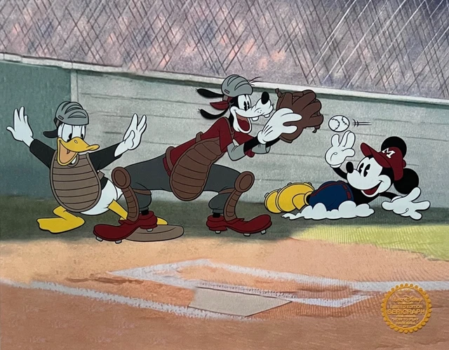 DISNEY MICKEY MOUSE Goofy Donald Duck Baseball Sericel Animation Art ...