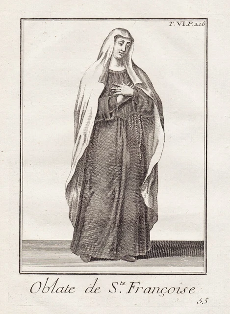 OBLATE SANTA FRANCESCA Romana Roma monk Tracht costume engraving 1790 ...