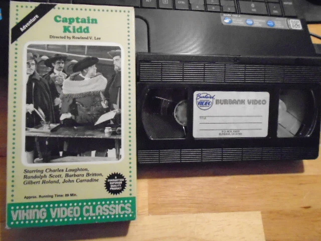 RARE OOP CAPTAIN Kidd VHS film 1945 pirate Randolph Scott Rowland V Lee ...