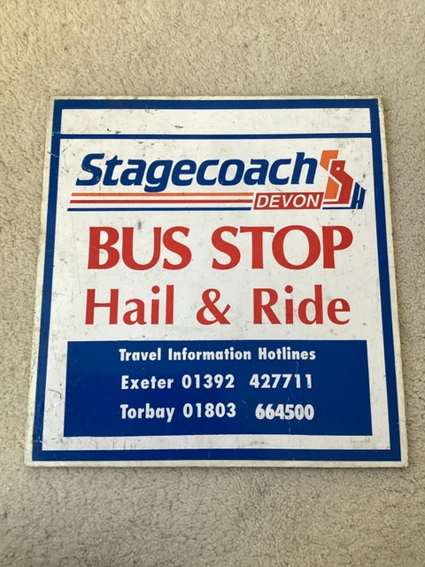 VINTAGE STAGECOACH TORQUAY (Devon) Bus Stop Sign £35.00 - PicClick UK