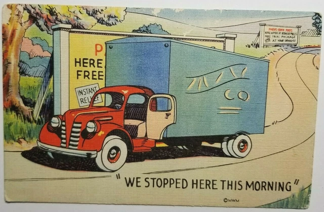 VINTAGE COMIC POSTCARD MWM 1930s 1940s We Stopped Here This Morning ...