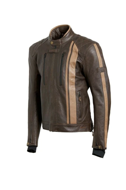 GENUINE TRIUMPH MOTORCYCLES Raven GTX Brown Leather Jacket *Full Gore ...