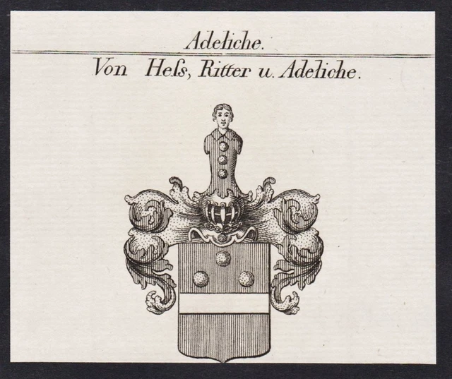 HESS COAT OF Arms Héraldique Genealogie Gravure sur Cuivre 1820 EUR 14 ...