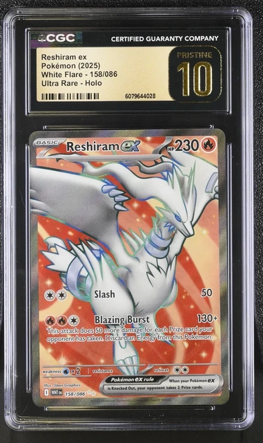 2025 POKEMON WHITE Flare Reshiram EX Full Art 158/086 Ultra Rare CGC 10 ...