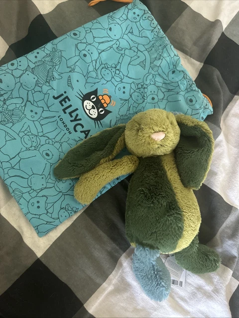 JELLYCAT BASHFUL PATCHWORK Basil Bunny Comes With Dust Bag BNWTS £177. ...