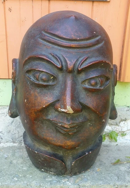 TÊTE ANCIENNE BOUDHA Asie du sud est , patine brune et doré EUR 280,00 ...