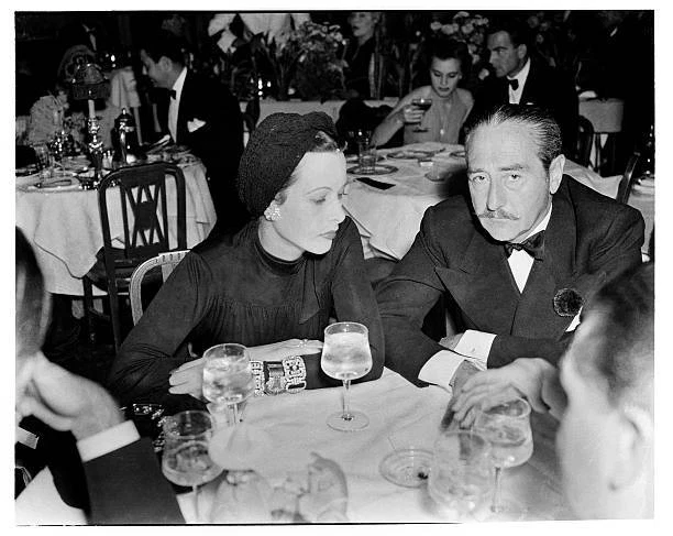 ACTOR ADOLPHE MENJOU And Actress Hedy Lamarr Attend An Event 1940S Old ...