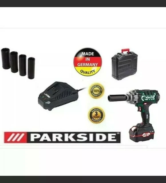 PARKSIDE INPACK CORDLESS 20v nut gun with sockets 3-year warranty ...