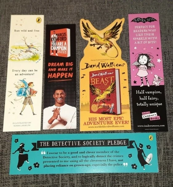 5 MIXED KIDS Bookmarks includes David Walliams, Marcus Rashford ...