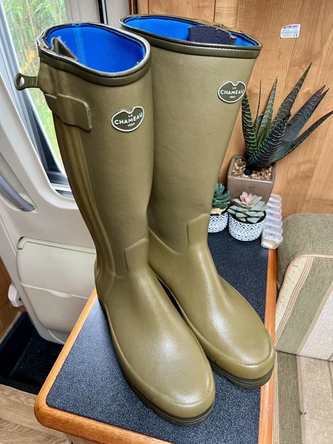 LE CHAMEAU CHASSEUR Neoprene Lined Wellies UK Size 12 Full Zip Calf ...