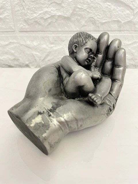 J TUPTON SIGNED Sculpture Baby In Hand Gunmetal Finish $30.95 - PicClick AU