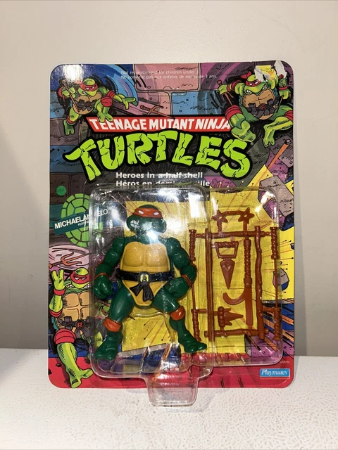 VINTAGE TMNT MICHELANGELO 10 Back Canadian Moc New Soft Head Unpunched ...